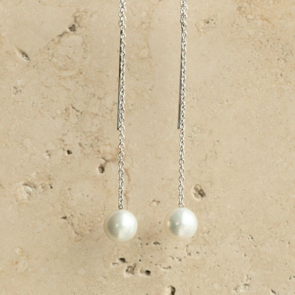 Pearl Thread Earrings | Thread Through Pearls – Pearls of Australia