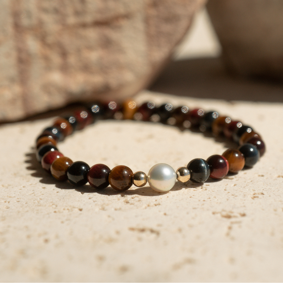 Tiger Eye & Pearl Bracelet | Gemstone Bracelet | Pearls of AUstralia ...