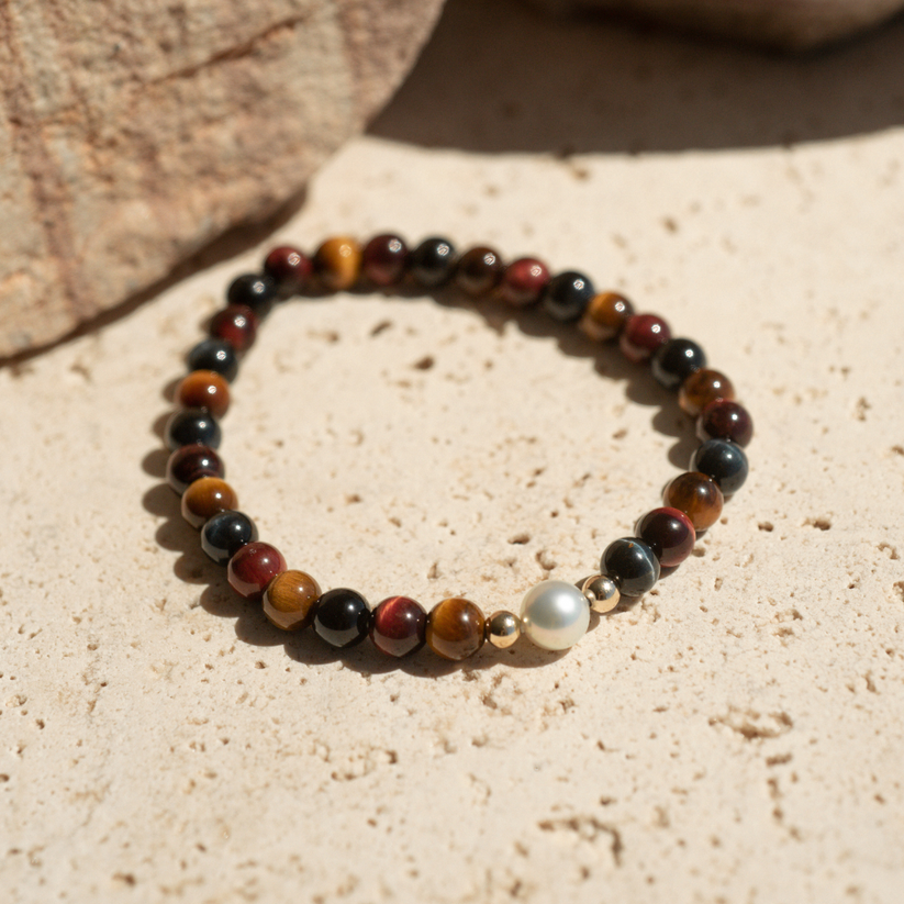Tiger Eye & Pearl Bracelet | Gemstone Bracelet | Pearls of AUstralia ...